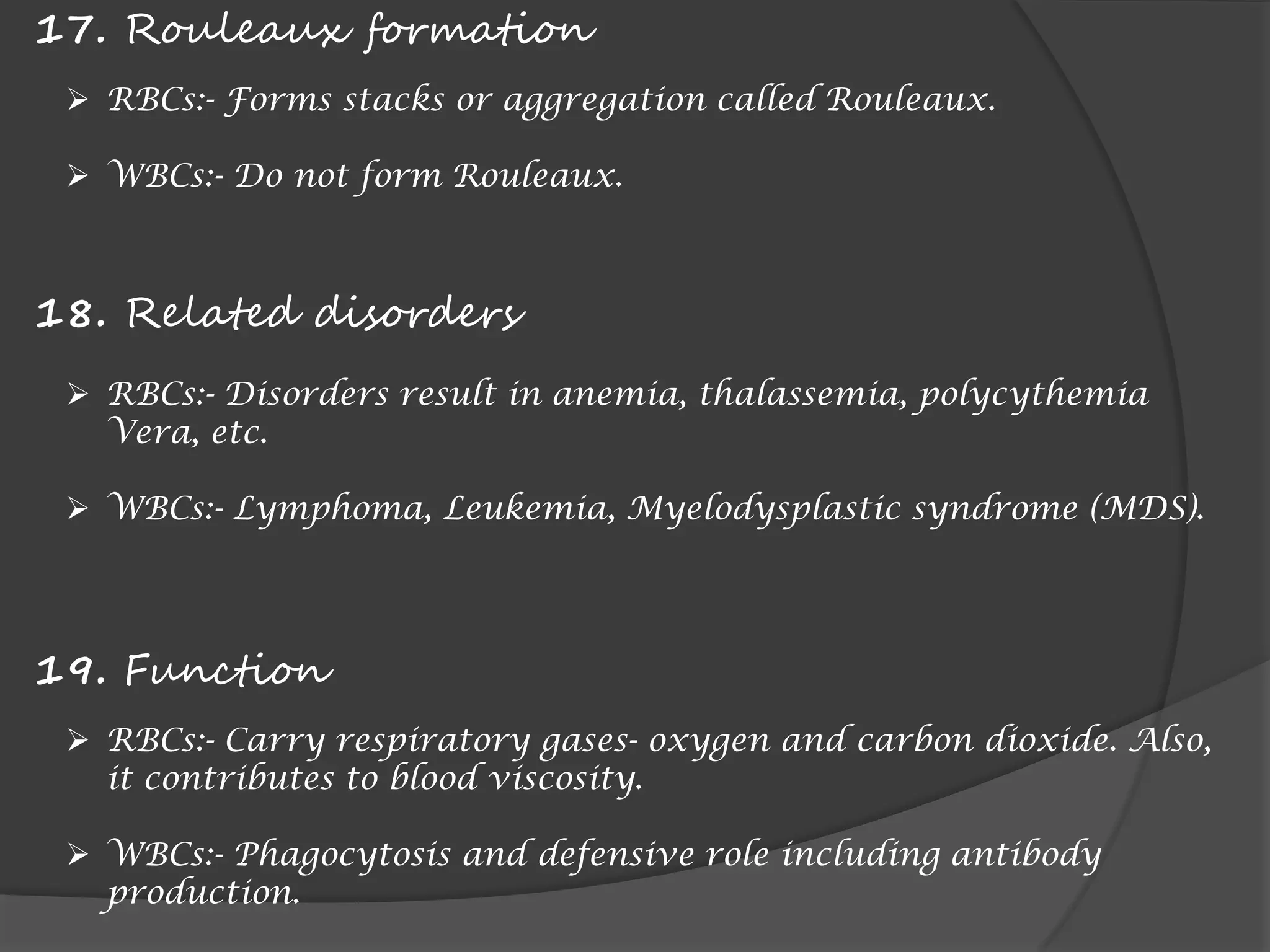 Rbc vs wbc, basic difference between RBCs & WBCs, blood cells, blood | PDF
