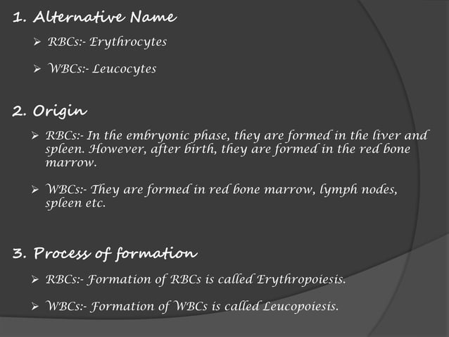 Rbc vs wbc, basic difference between RBCs & WBCs, blood cells, blood | PPT