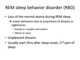 Rapid eye movement sleep behavior disorders | PPTX
