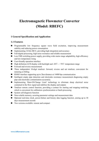 RBEFC Magnetic Flow Converter/Transmitter Catalog 2016 | PDF