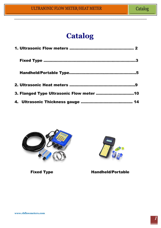 RBFM Clamp-on Ultrsonic Flow Meter/ Heat Meter Catalog | PDF | Physics | Science