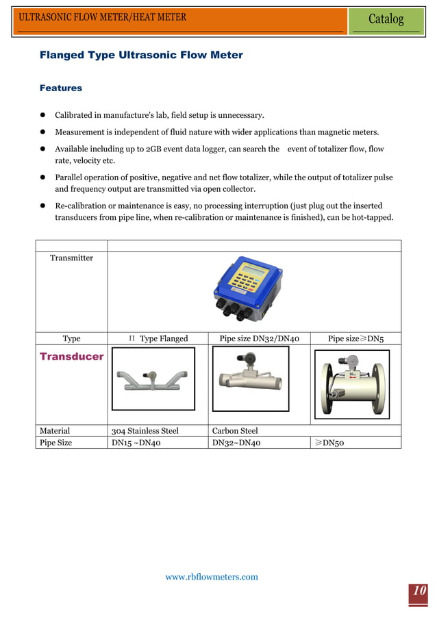 RBFM Clamp-on Ultrsonic Flow Meter/ Heat Meter Catalog | PDF | Physics | Science