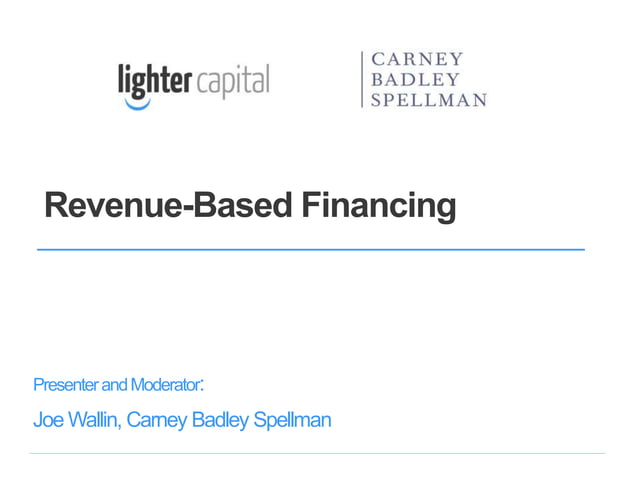 Revenue-based financing panel discussion - for lawyers | PPT