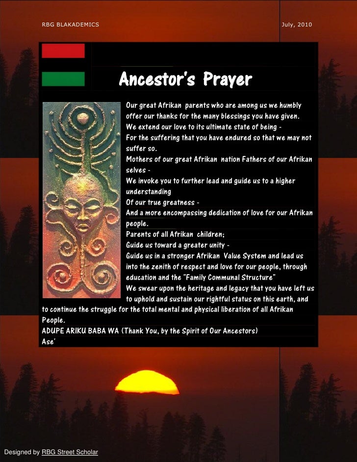 RBG Ancestral Libation and Ancestor's Prayer