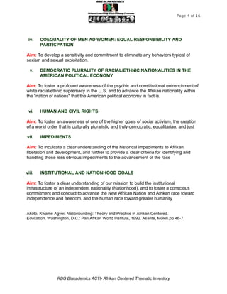 RBG Blakademics ACTI- Afrikan Centered Thematic Inventory-Updated | PDF