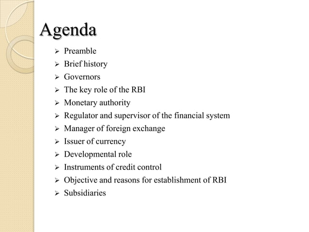 RBI Presentation | PPTX | Business Banking & Finance | Business