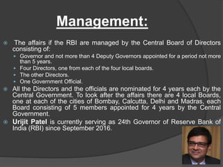 Constitution, Management & Functions OF R.B.I | PPTX