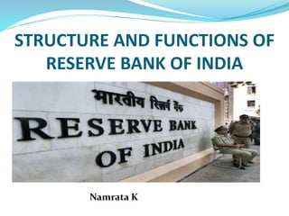 Reserve Bank of India and role in Indian Economy | PPTX