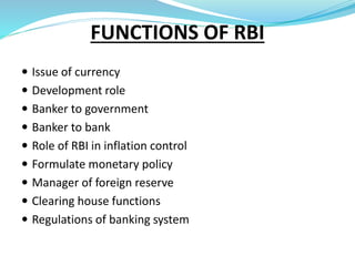 Reserve Bank of India and role in Indian Economy | PPTX