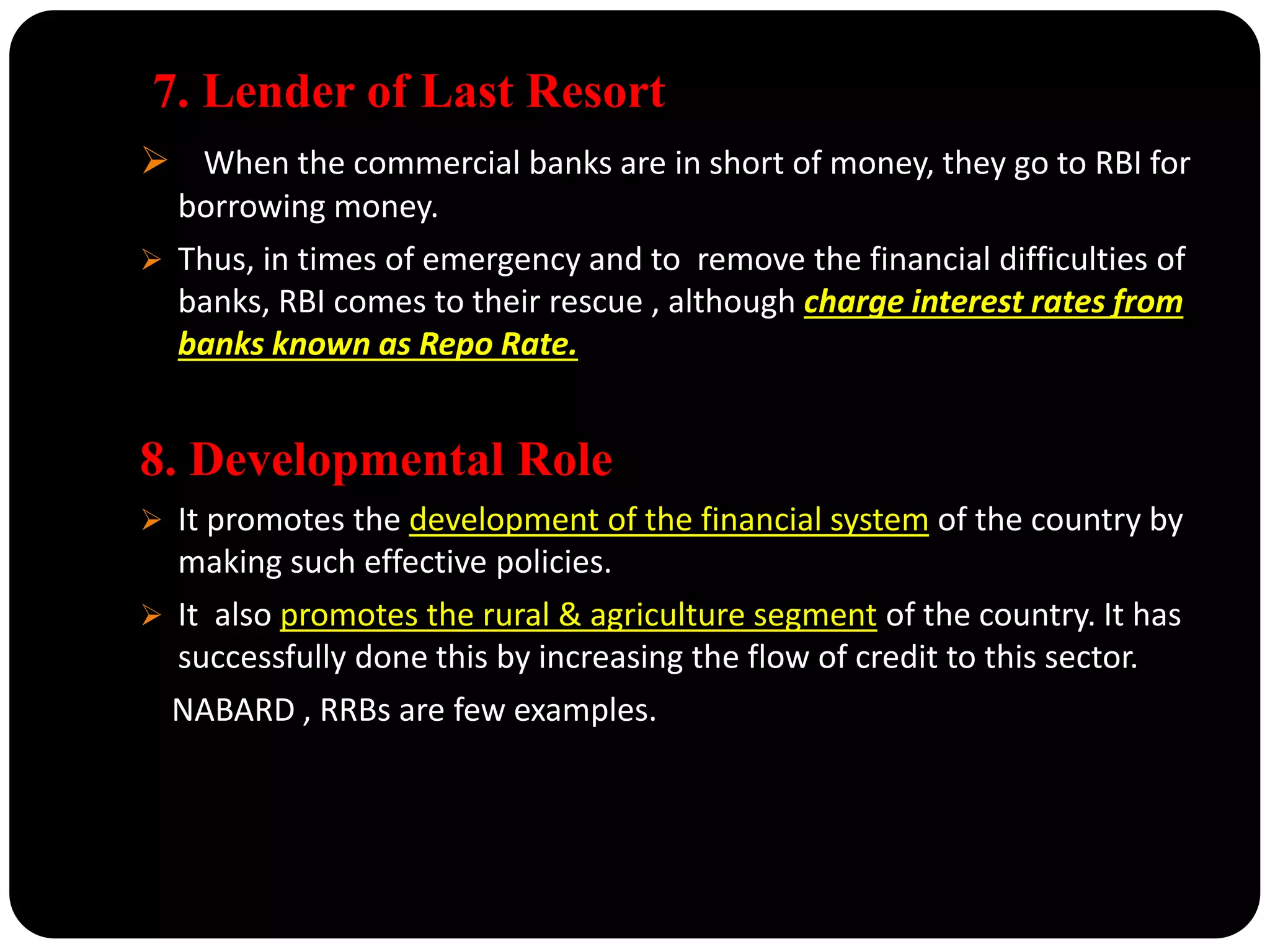 RBI - overview, roles and functions of RBI | PPTX