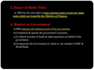 RBI - overview, roles and functions of RBI | PPTX