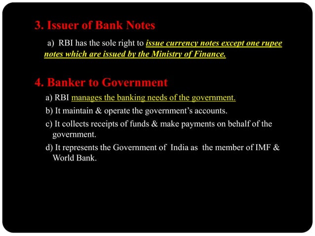 RBI - overview, roles and functions of RBI | PPTX | Business Banking ...