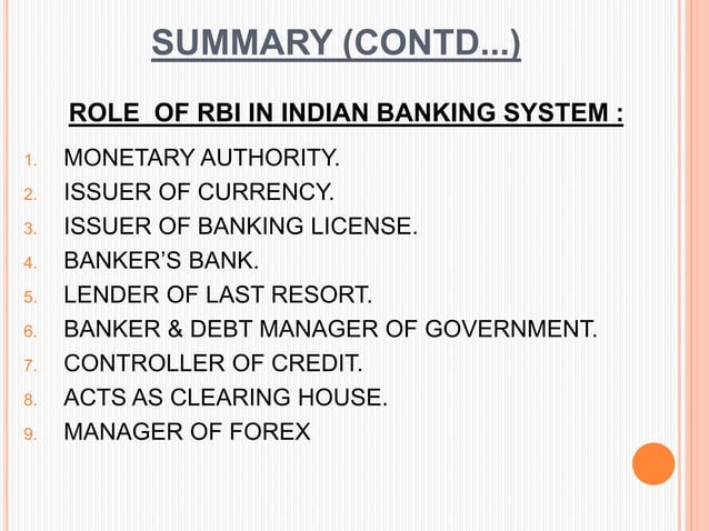 Role of RBI in Indian Banking System - ITT Presentation | PPTX ...