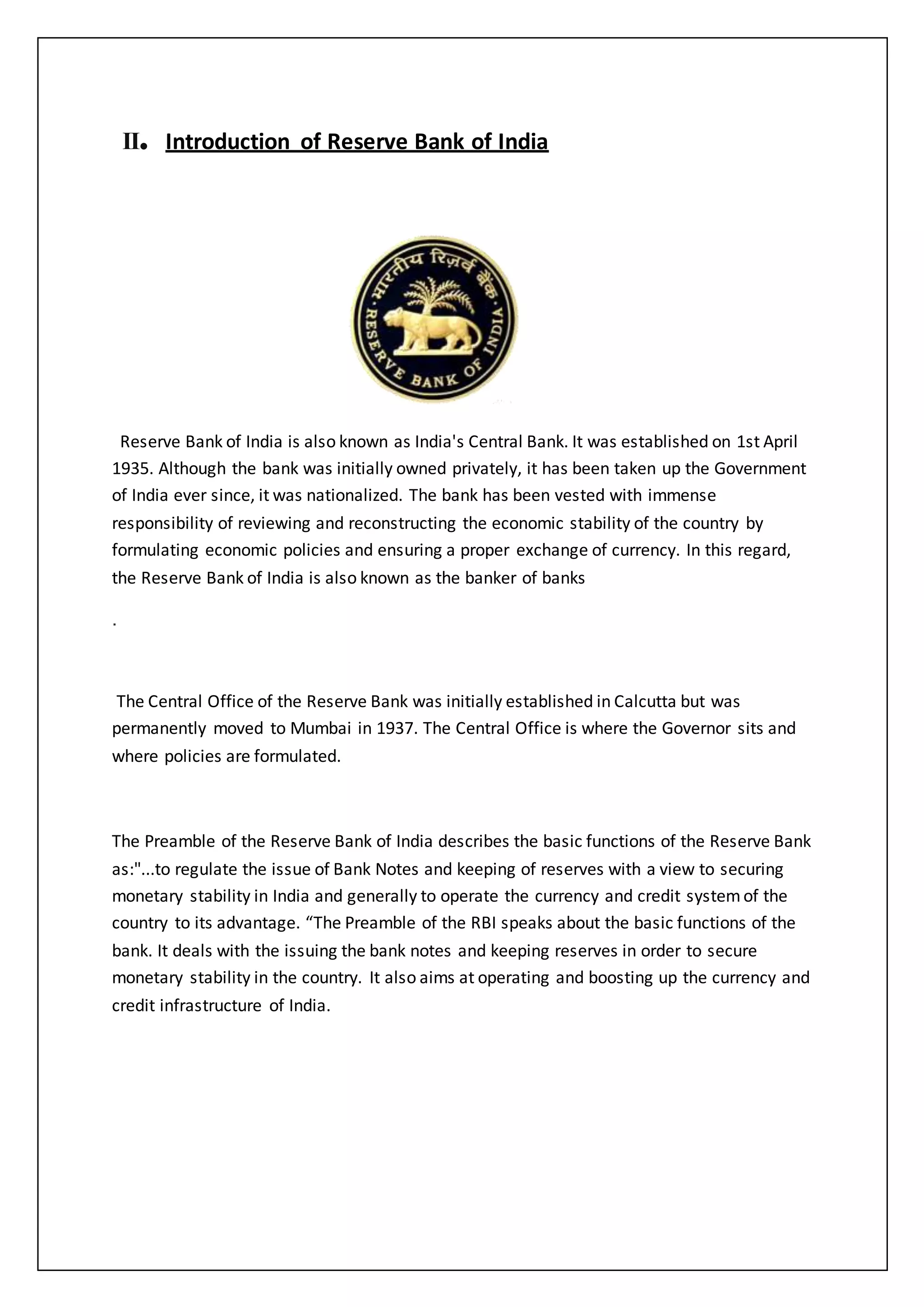 Rbi reserve bank india | DOCX