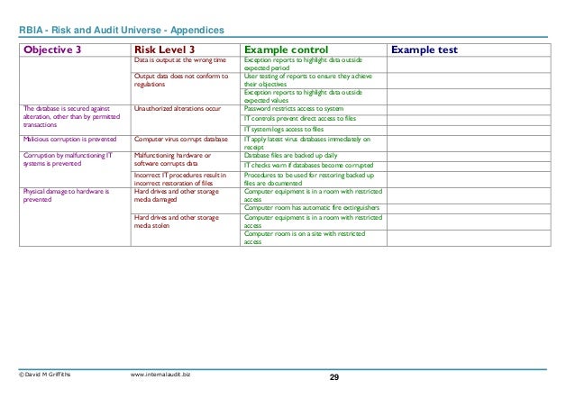 Compiling an internal audit universe
