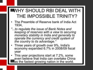 Rbi and impossible_trinity | PPTX | Stocks and Bonds | Personal Investing