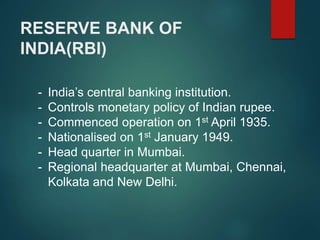 RBI and Monetary Policy of RBI | PPTX