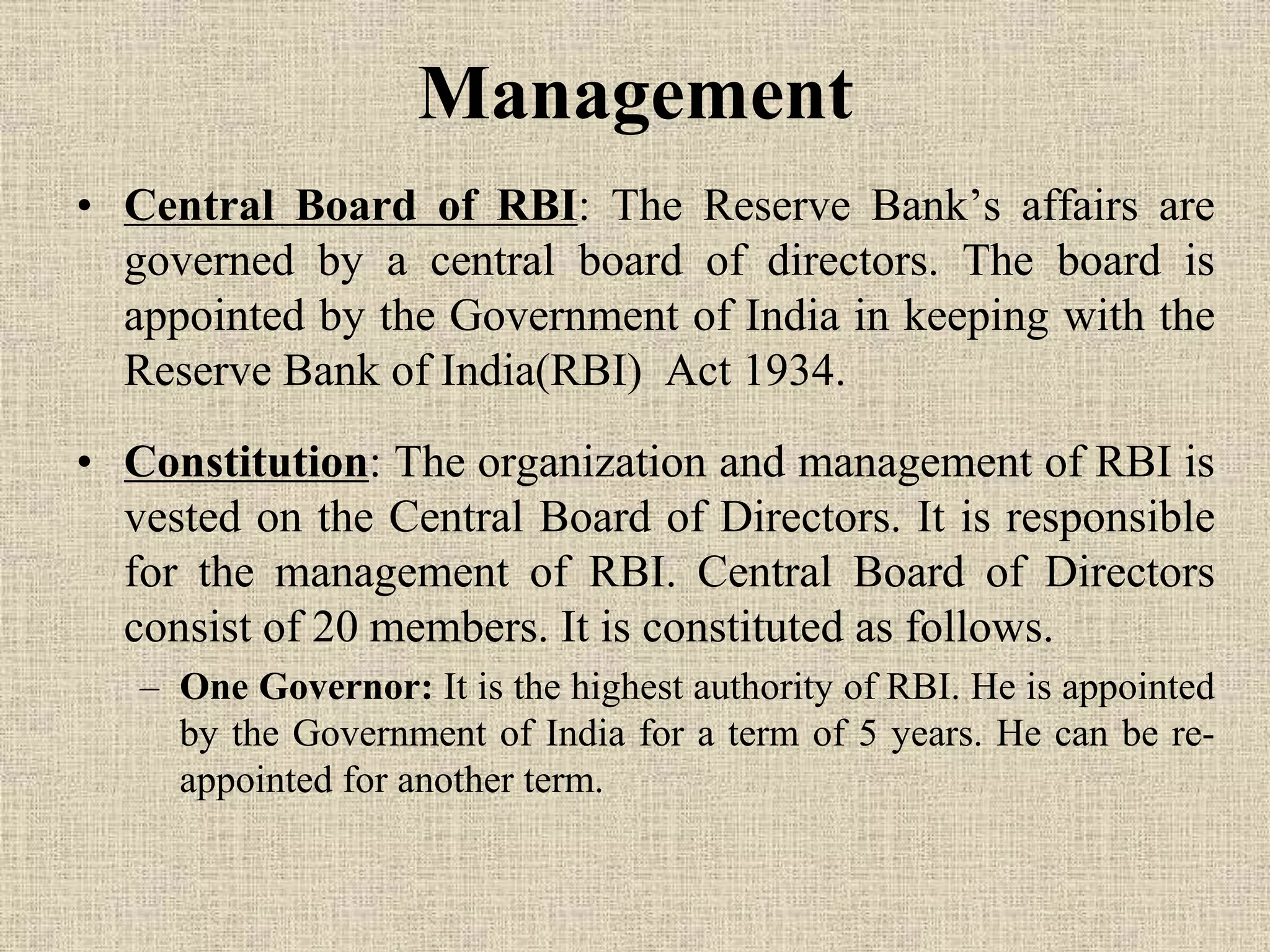 Reserve Bank of India | PPTX | Business Banking & Finance | Business
