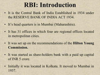 Reserve Bank of India | PPTX | Business Banking & Finance | Business
