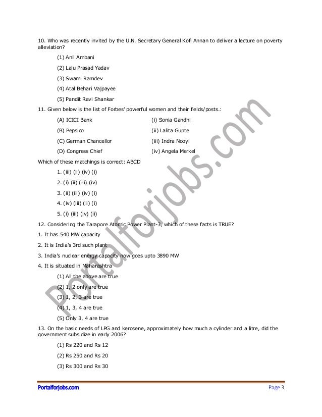 Rbi Assistant Exam General Awareness Previous Year Papers Rbi Sampl…