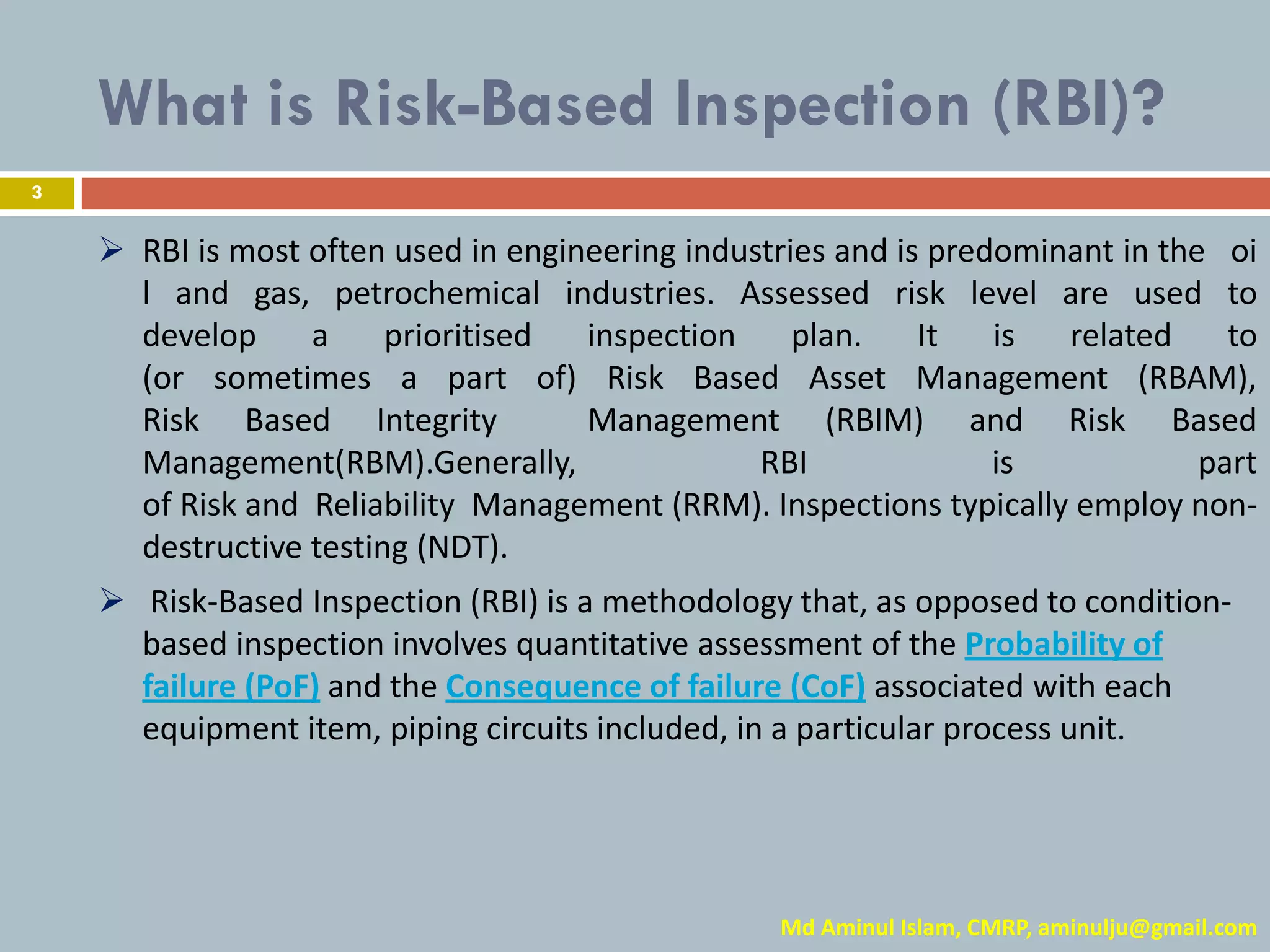 Risk-Based Inspection (RBI) by aminul islam | PDF