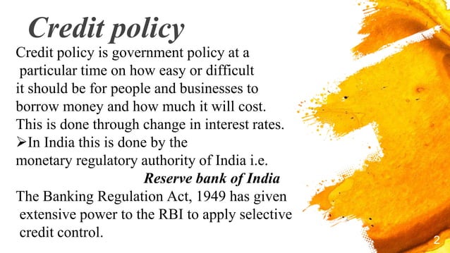 Rbi credit policies | PPT
