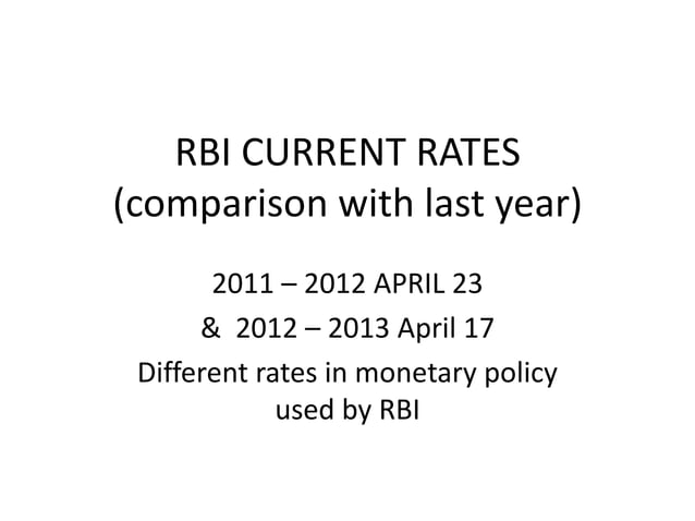 Rbi current rates 2012 2013 | PPTX