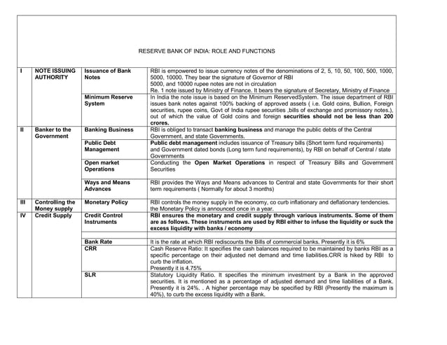 Rbi functions | PPT