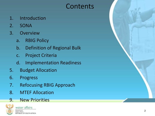 Presentation to the portfolio commitee -Rbig programme | PPT