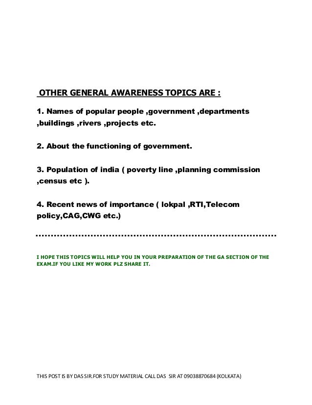 Rbi Gr B General Awareness Topics By Das Sir kolkata 09038870684 rbi-gr-b-general-awareness-topics-by-das-sir-kolkata-09038870684