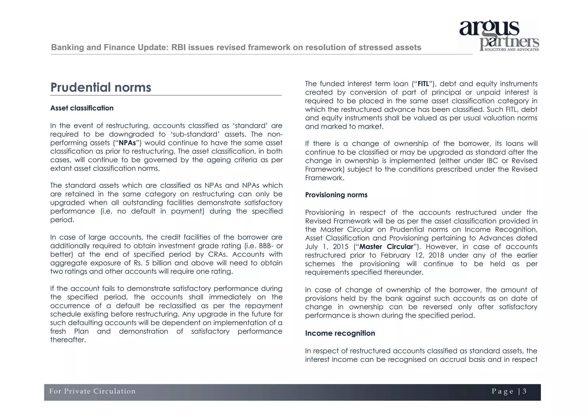 RBI Issues Revised Framework on Stressed Assets | PDF