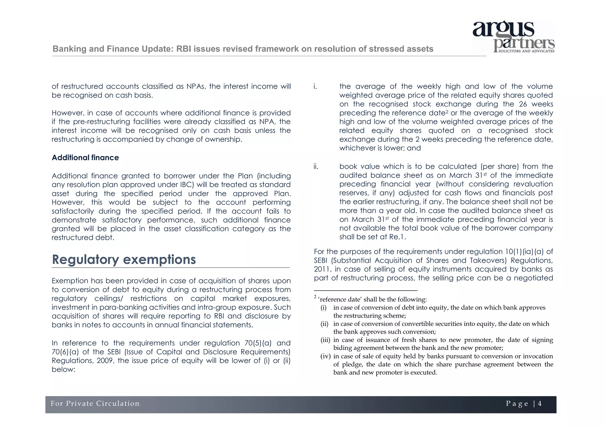 RBI Issues Revised Framework on Stressed Assets | PDF