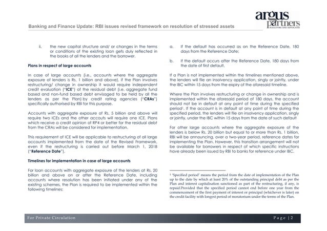 RBI Issues Revised Framework on Stressed Assets | PDF