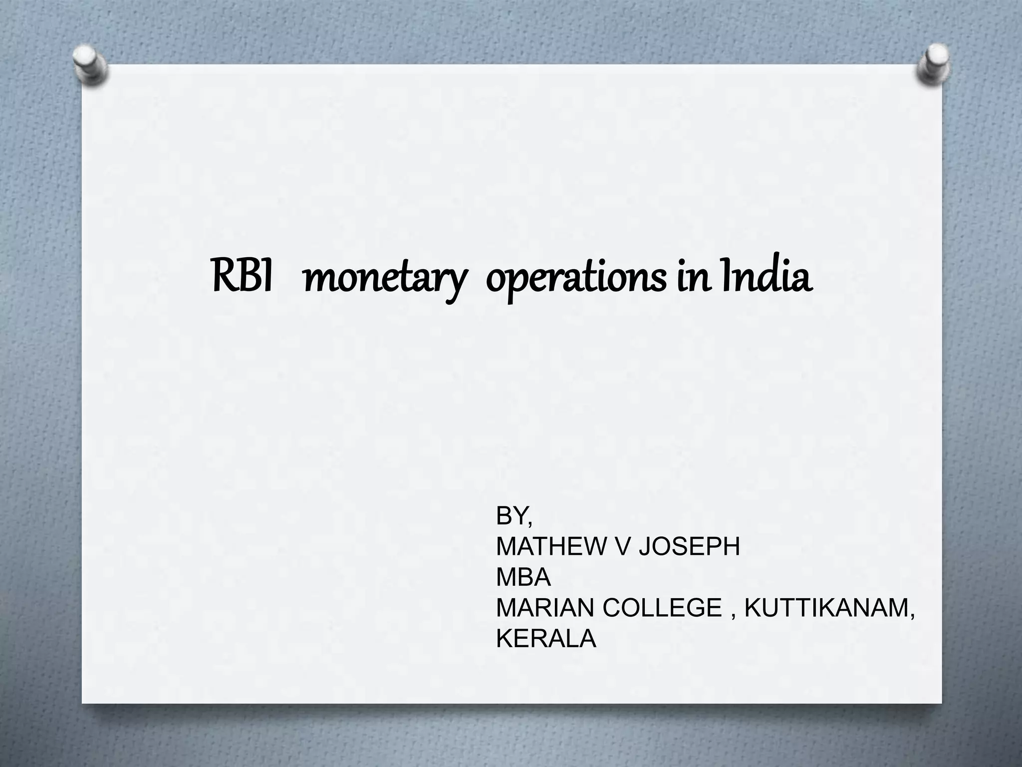 RIB monetary operations in india | PPTX