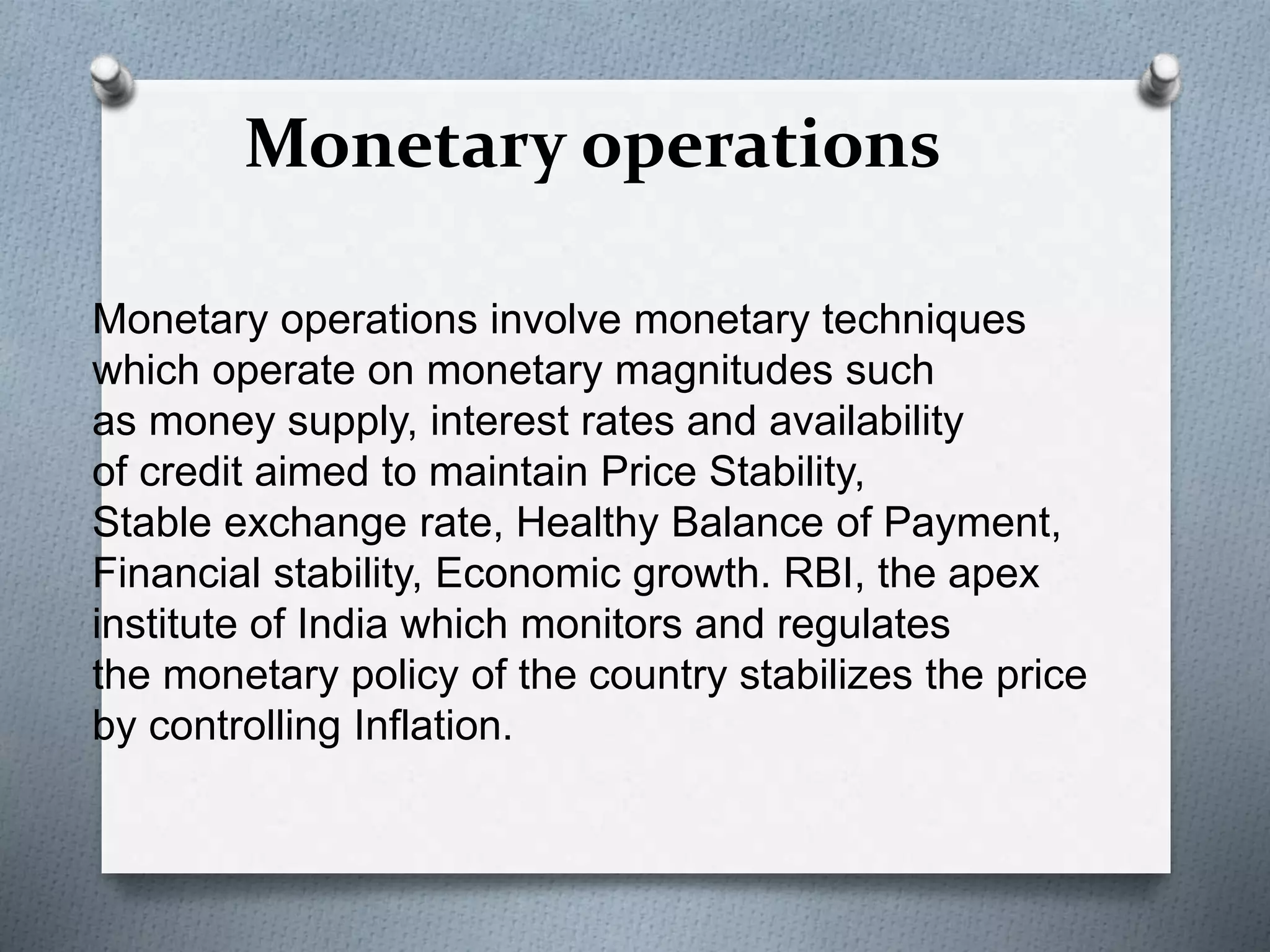 RIB monetary operations in india | PPTX