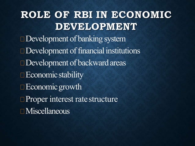Rbi ppt ROle and fuctions in Indian Economy | PPTX | Currencies | Economy