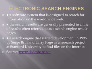Electronic Search Engines | PPT