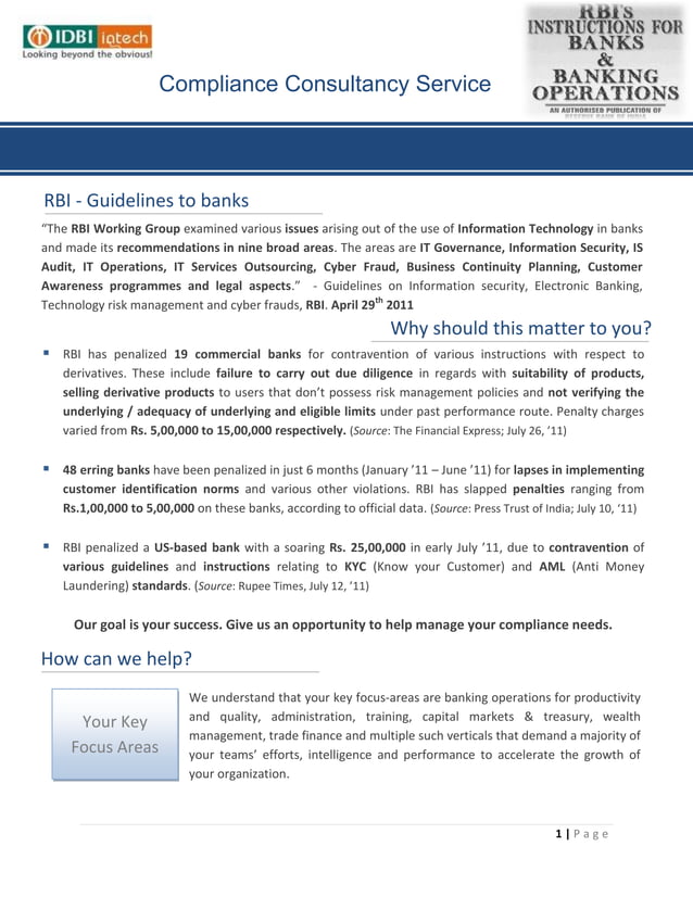IDBI Intech - RBI Working Group Consulting | PDF