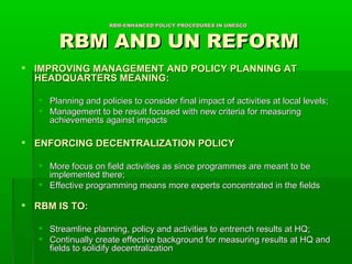 Rbm Enhanced Policy Procedures In Unesco | PPT