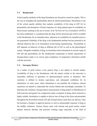 Generic Drugs; Comparative Dissolution Profile & Discriminative Method ...