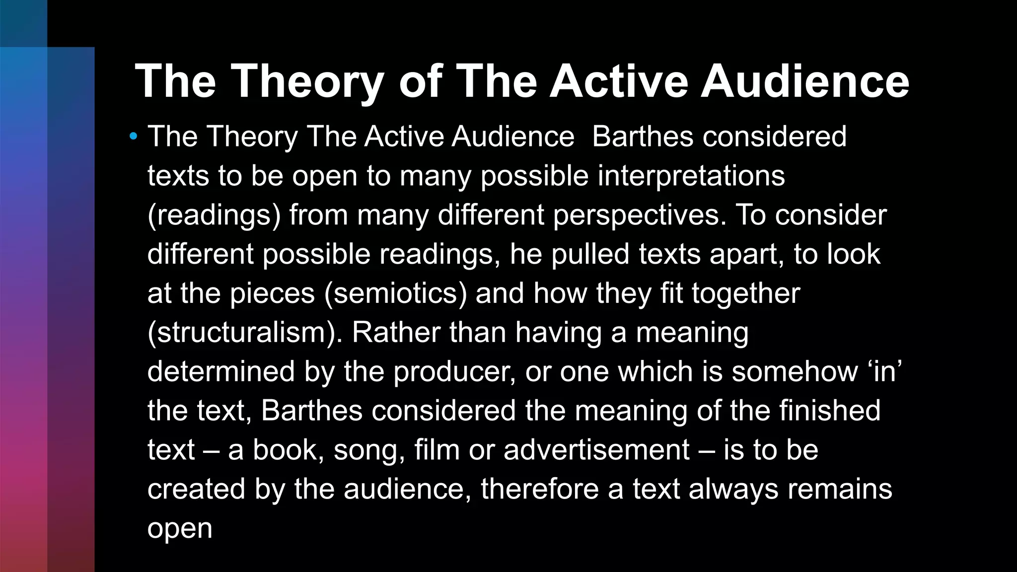 Ronald Barths presentation | PPTX