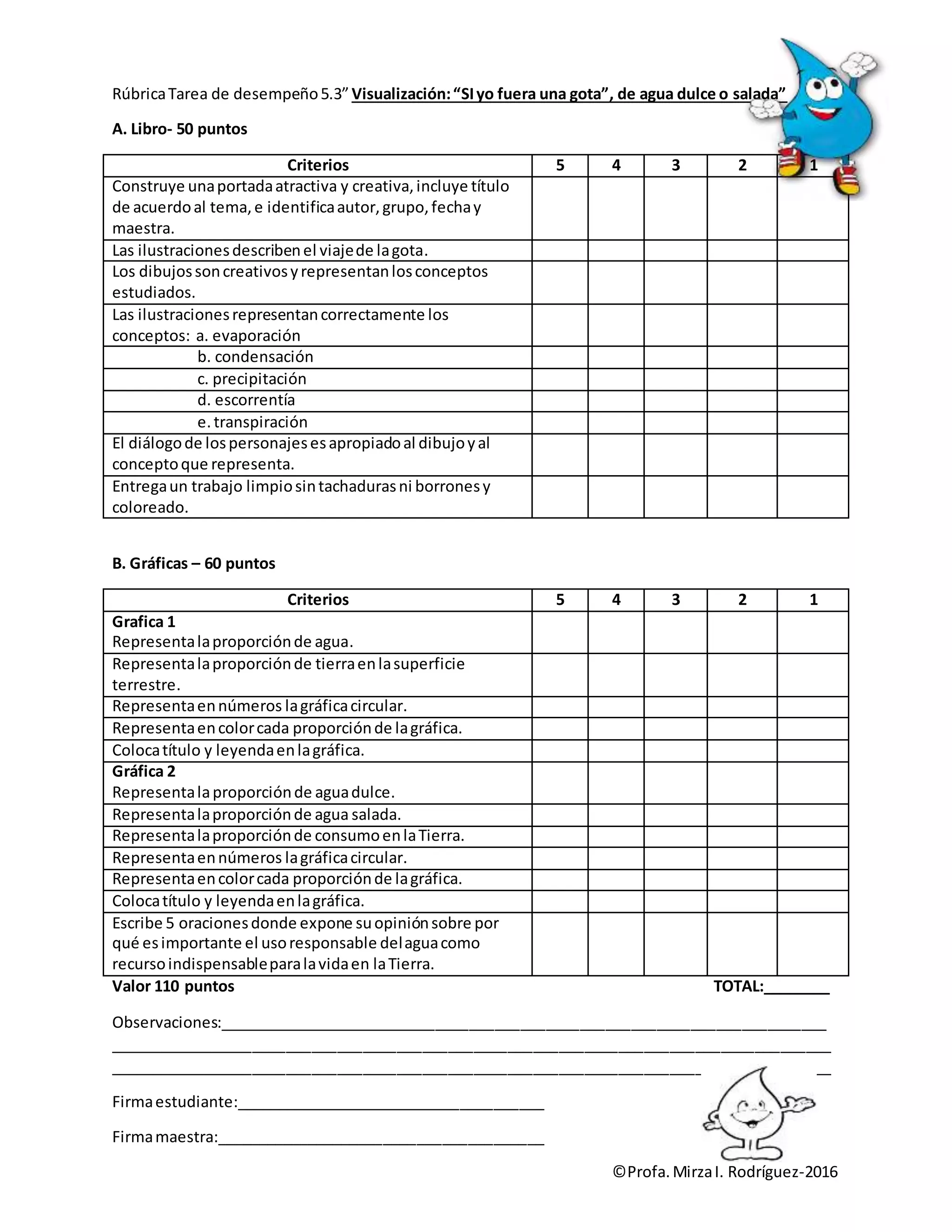 Rúbrica tarea de desempeño 5.3 visualizacion si fuera una gota | DOCX