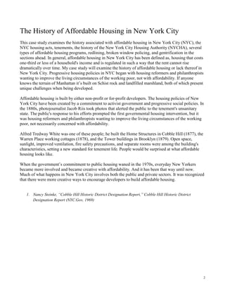 The History Of Affordable Housing in New York City | PDF