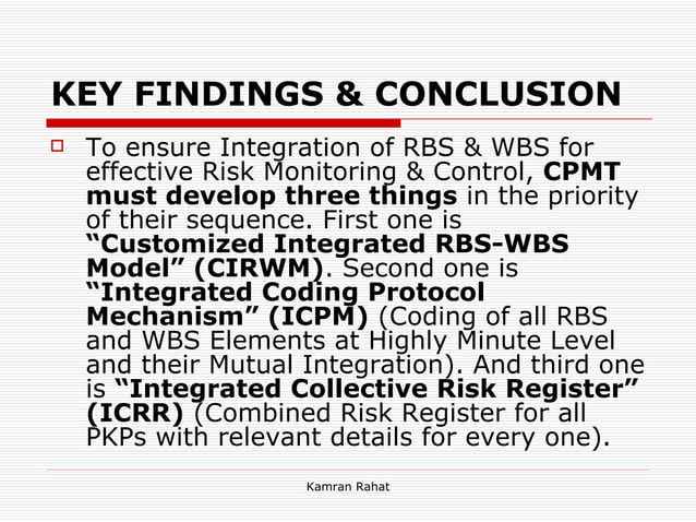 Level of Integration of Risk Breakdown Structure (RBS) and Work ...