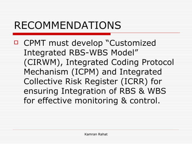 Level of Integration of Risk Breakdown Structure (RBS) and Work ...