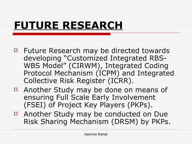Level of Integration of Risk Breakdown Structure (RBS) and Work ...