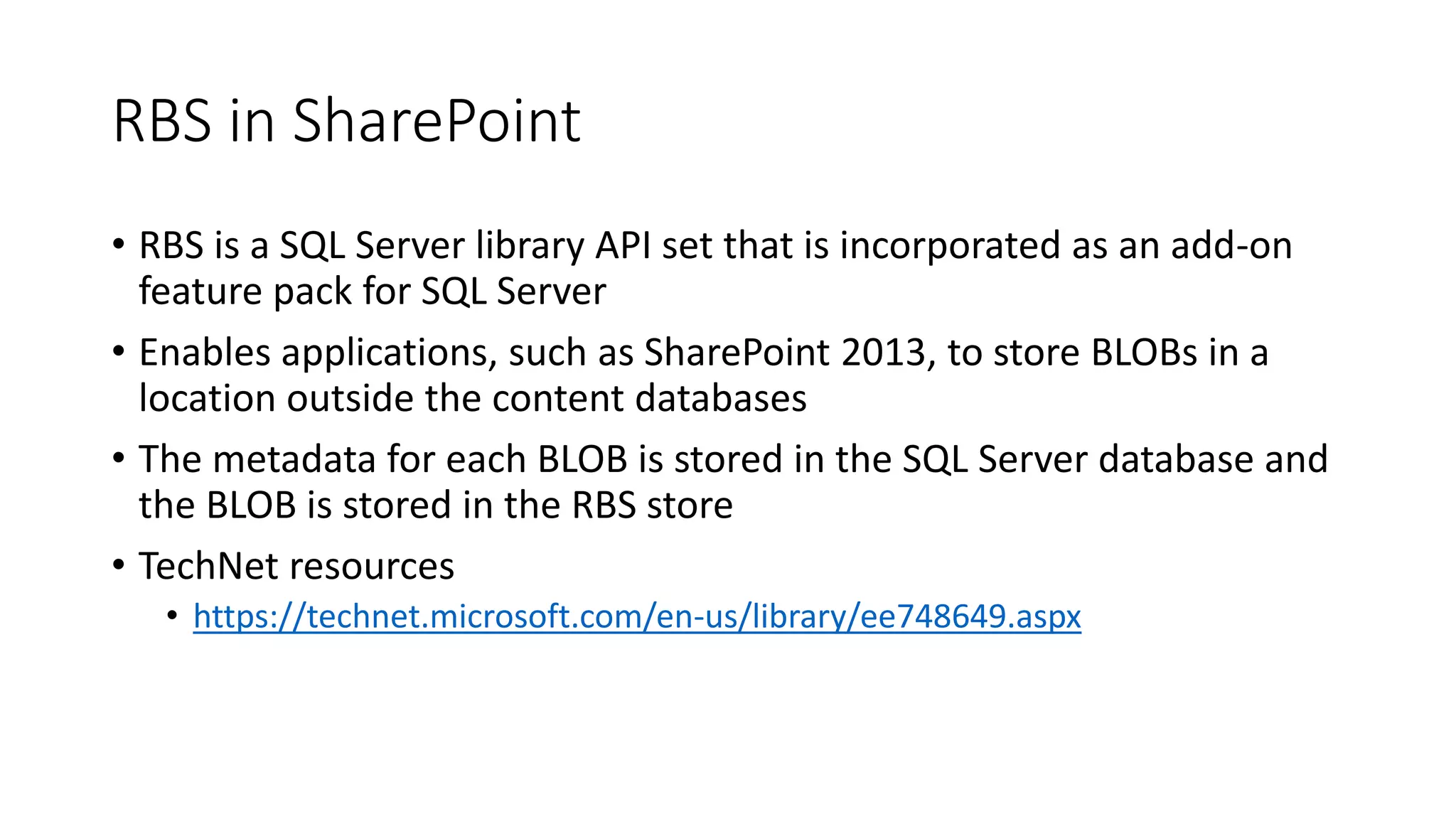 RBS in SharePoint | PPTX | Databases | Computer Software and Applications