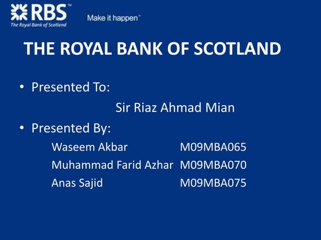 RBS PAKISTAN | PPTX | Business Banking & Finance | Business