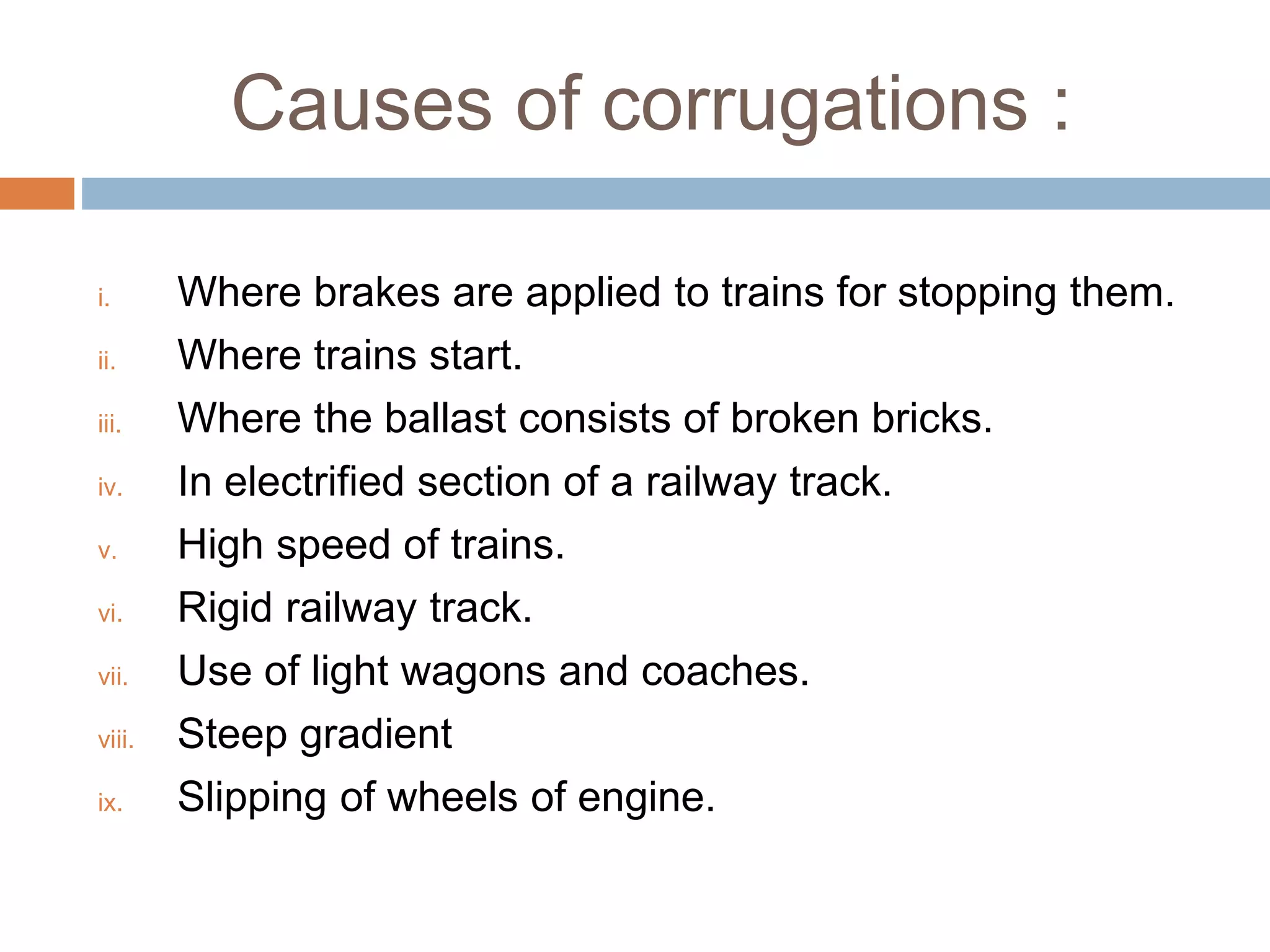 Corrugated (roaring), Hogging, Buckling, Kinks in rails | PPTX