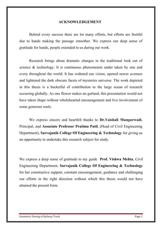 Geometric desing of railway track | PDF